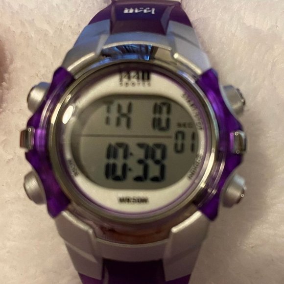 Timex | Accessories | Timex 44 Sports Digital Watch Purple Ladies Watch ...